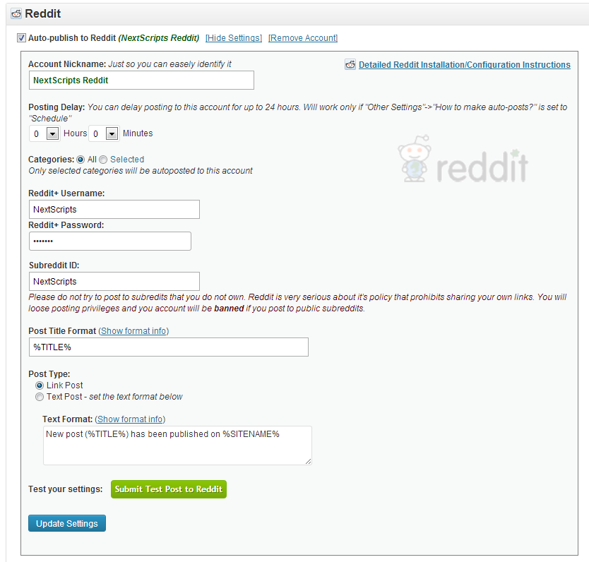 NextScripts API: New Social Network - Reddit - NextScripts